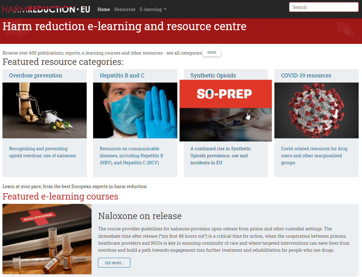 Harm reduction e-learning and resource centre